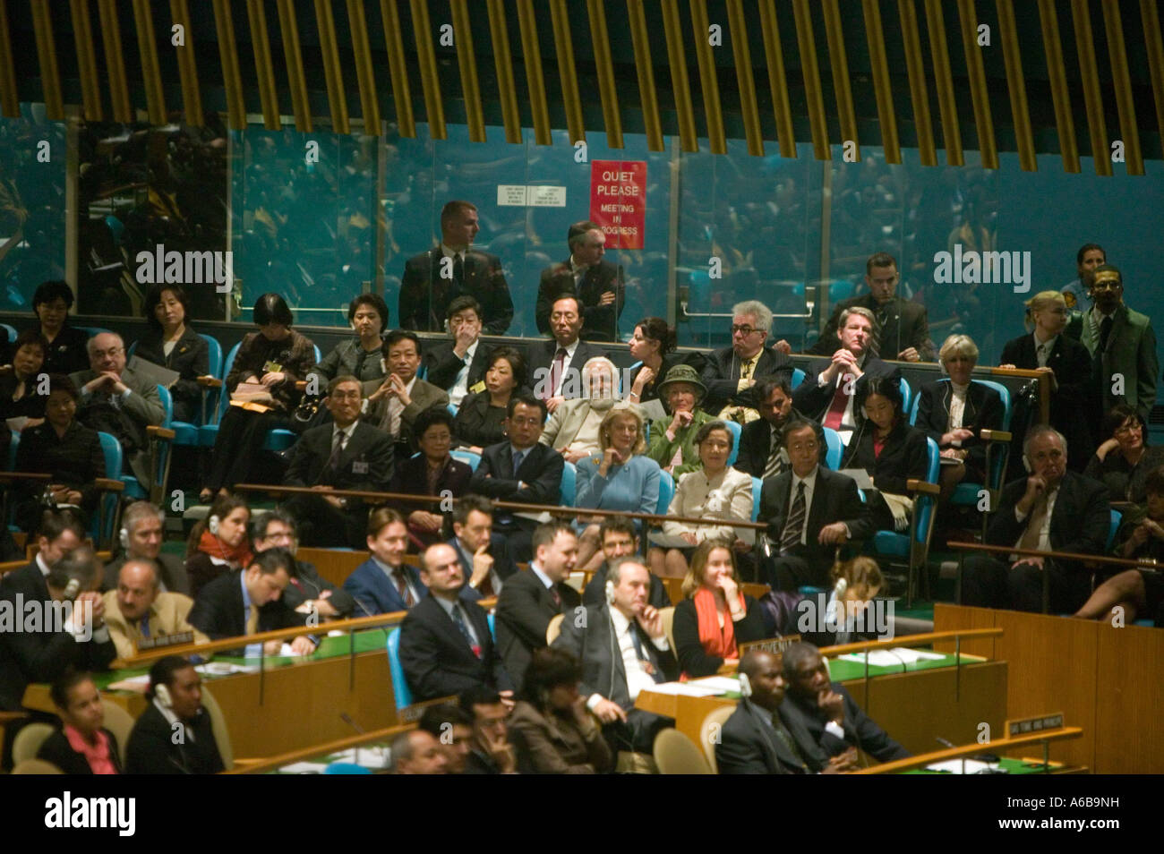 VIP section at the General Assembly Hall UN headquarters in New York ...