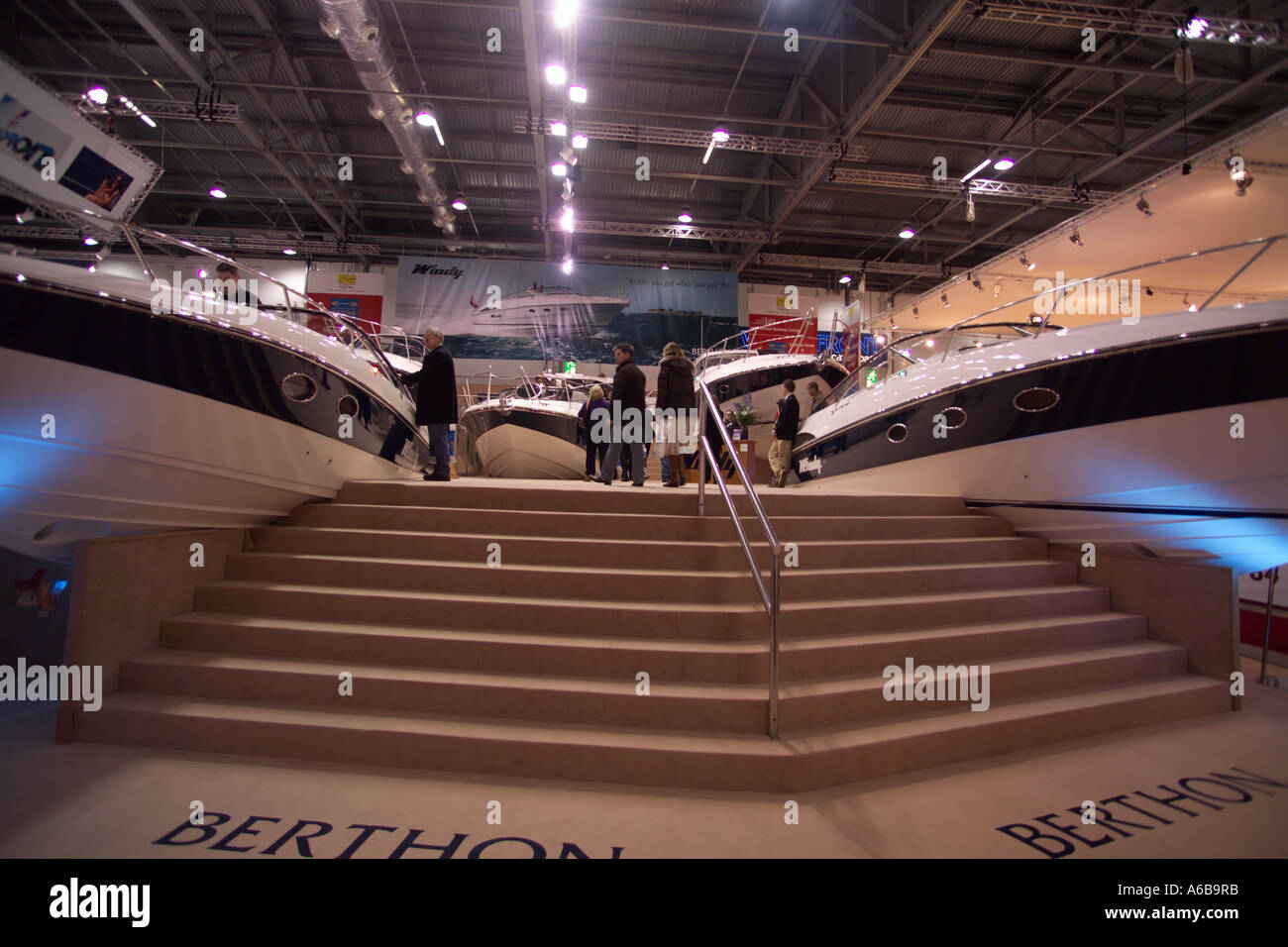 The London Boat show windy boats and berthon stand Stock Photo - Alamy