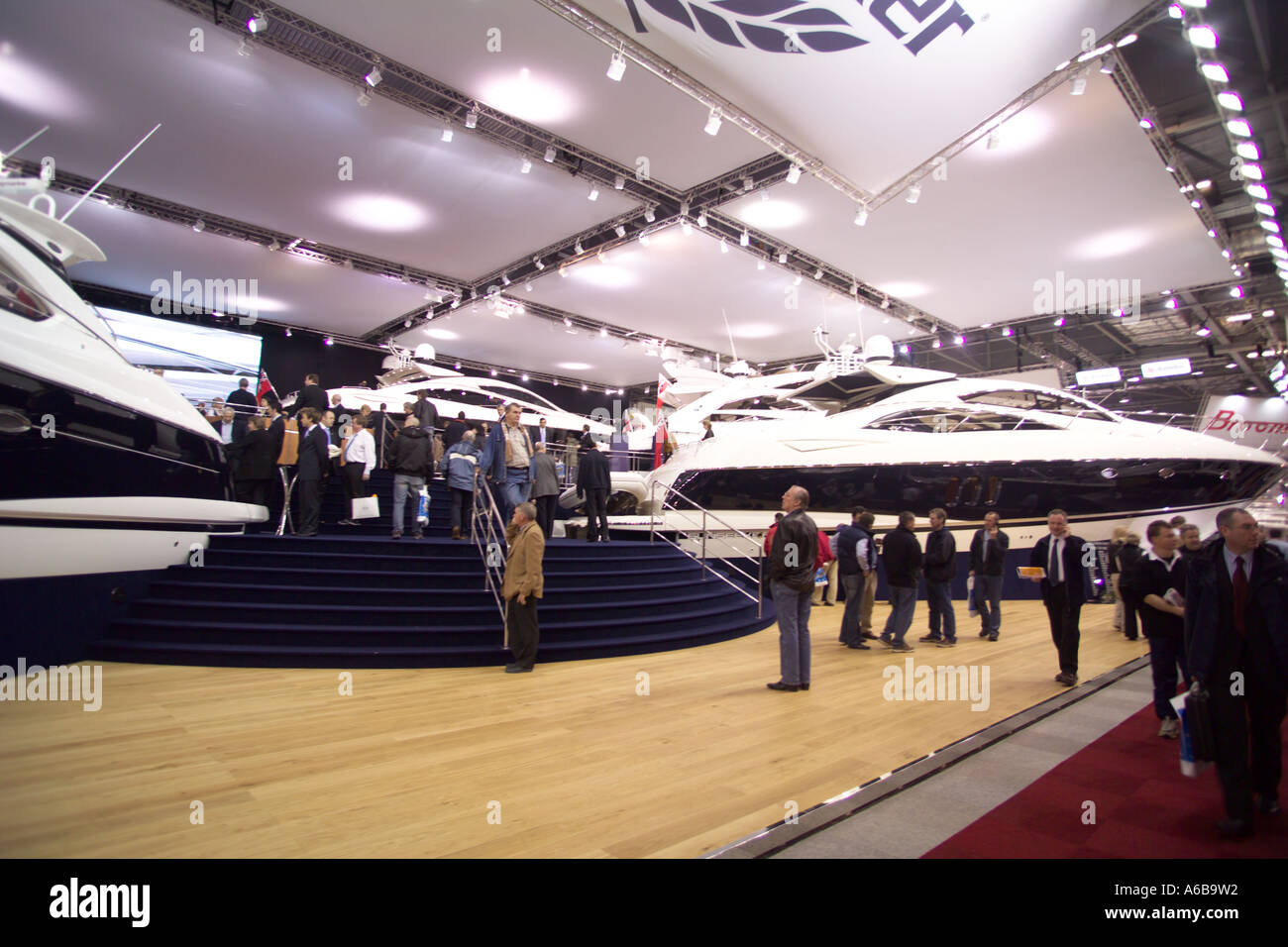 The London Boat show sunseeker stand Stock Photo - Alamy