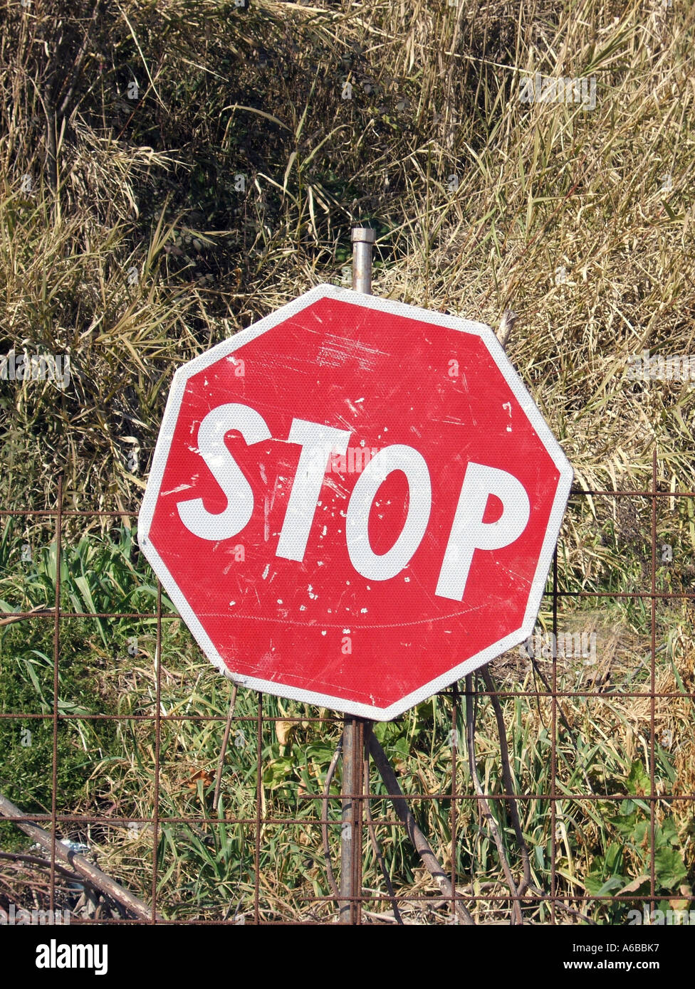old stop sign in countryside Stock Photo - Alamy