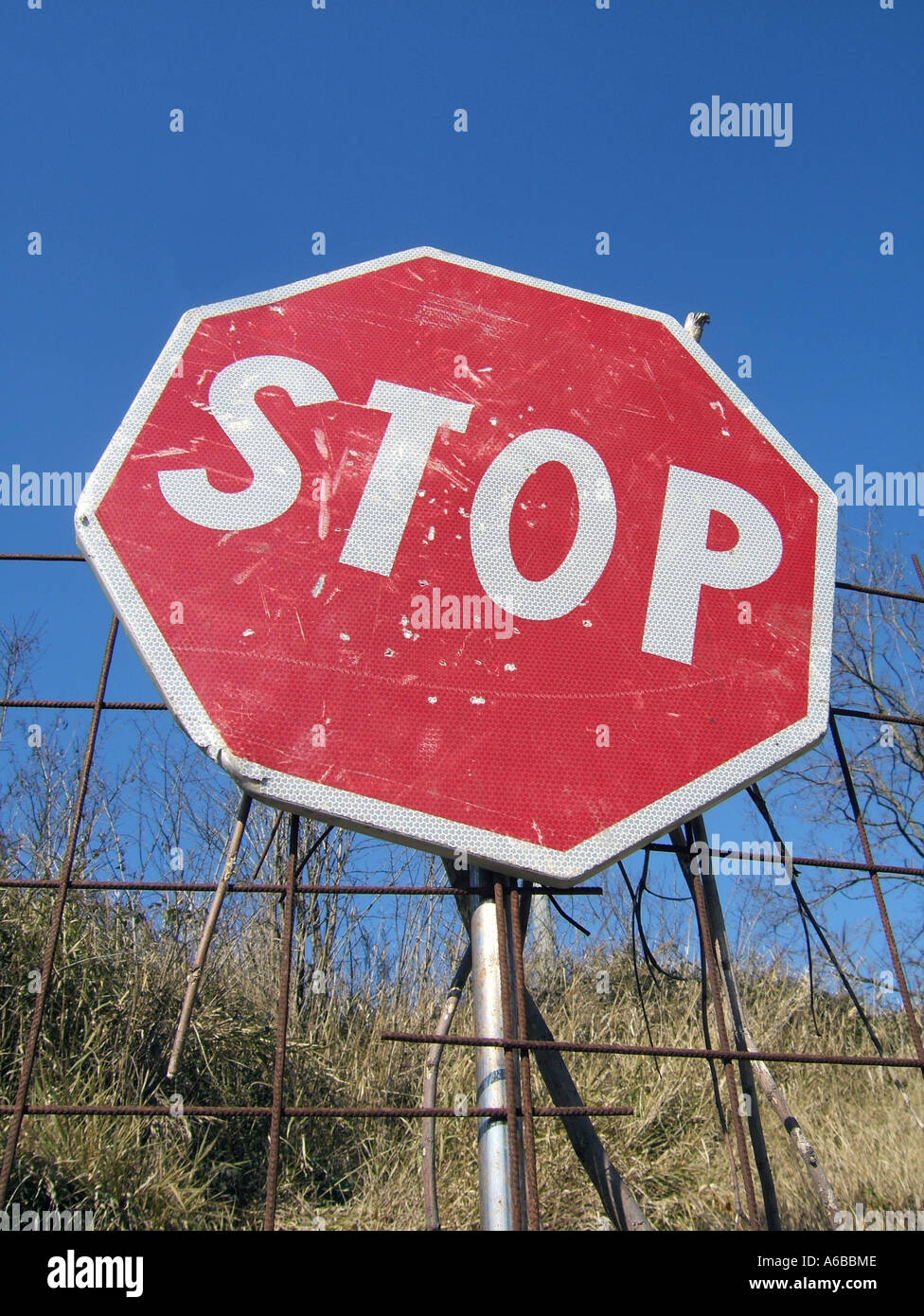 old stop sign in countryside Stock Photo - Alamy