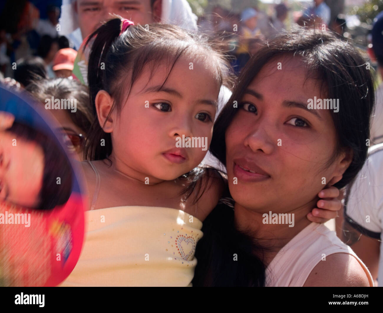 Filipina mom and daughter Ati Atihan Festival Kalibo Philippines Stock ...