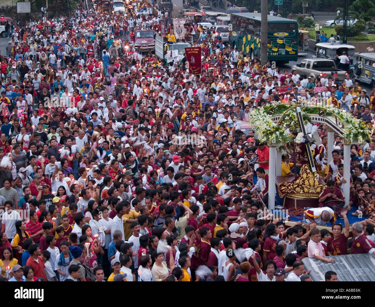 large crowd following the procession of the Black Nazarene Manila ...