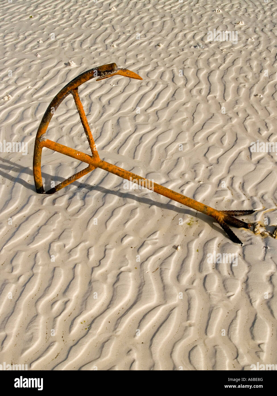 ship anchor sits in the sand Malapascua Island Philippines Stock Photo ...
