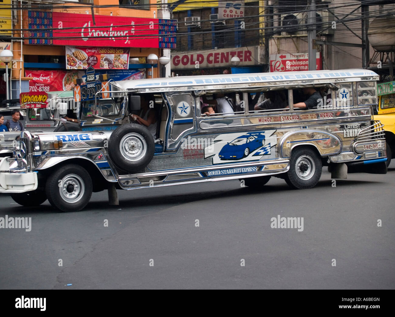 transport Manila style a jeepney cruising the streets Philippines Stock ...