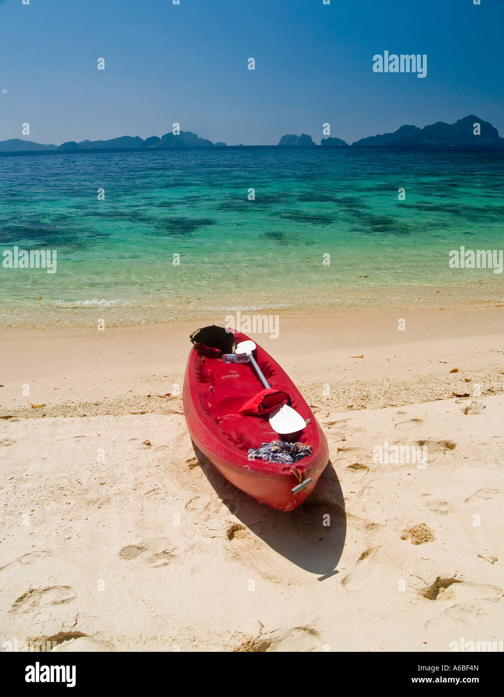kayaking Palawan one of the many empty beaches dotting the Bacuit ...