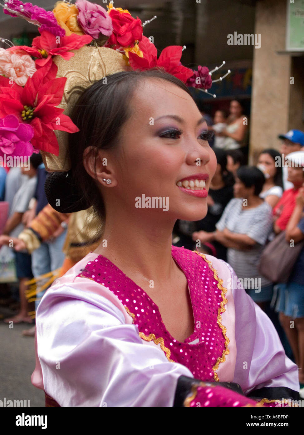 Pinoy beauty with flowers in her hair Sinulog Festival Cebu Philippines ...