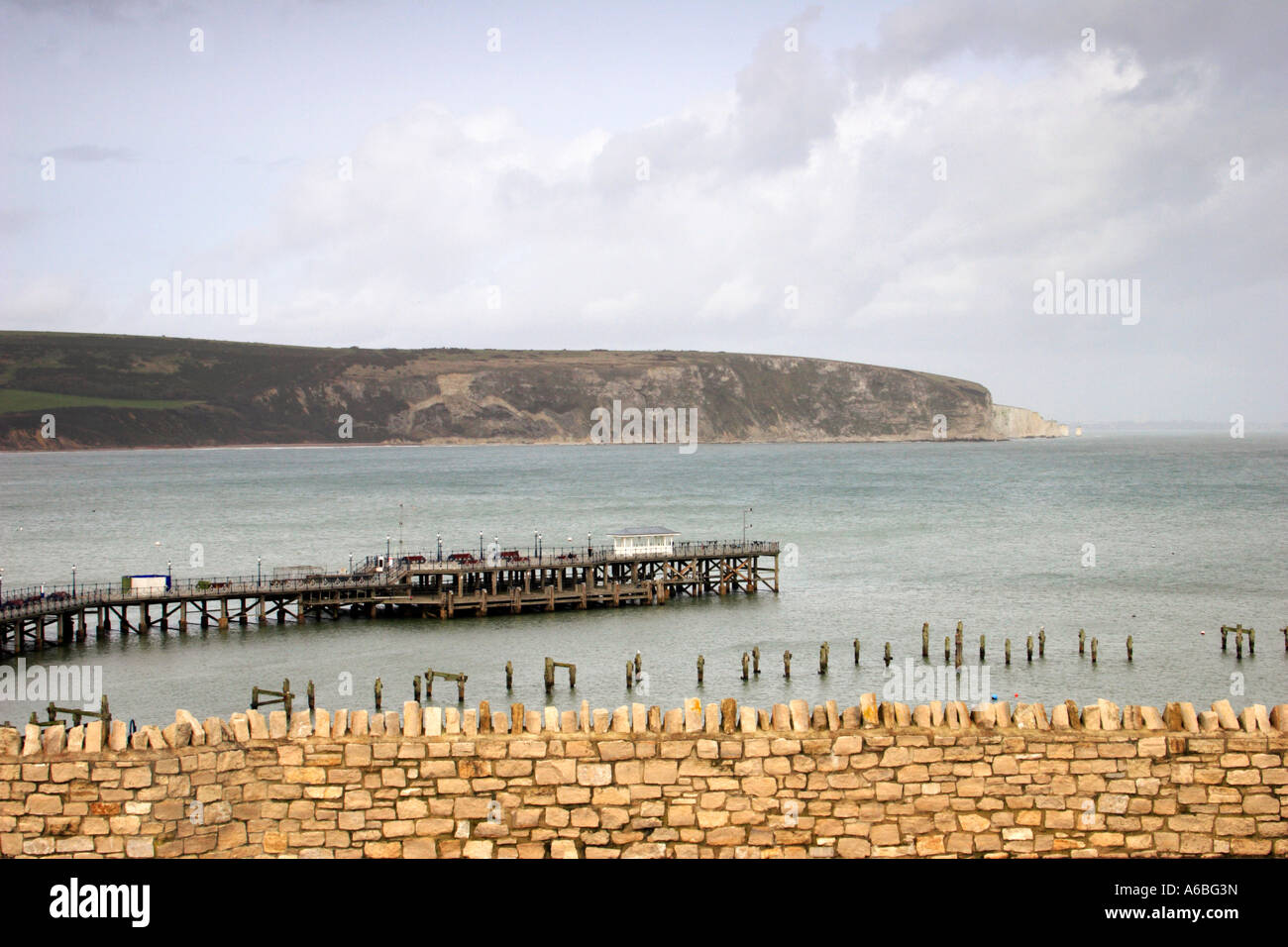 Swanage Pier and Cliffs Dorset Stock Photo - Alamy
