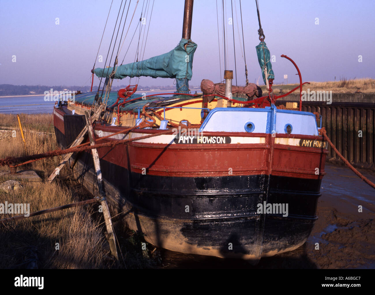The Humber Keel sailing barge Amy Howson moored at Ferriby on the south ...
