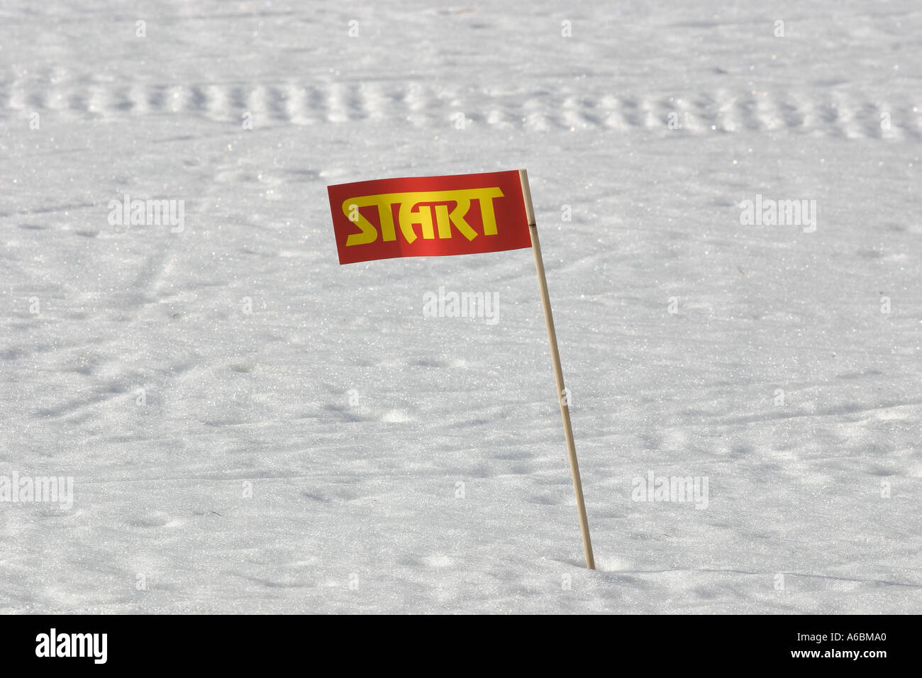red and yellow start flag Stock Photo - Alamy