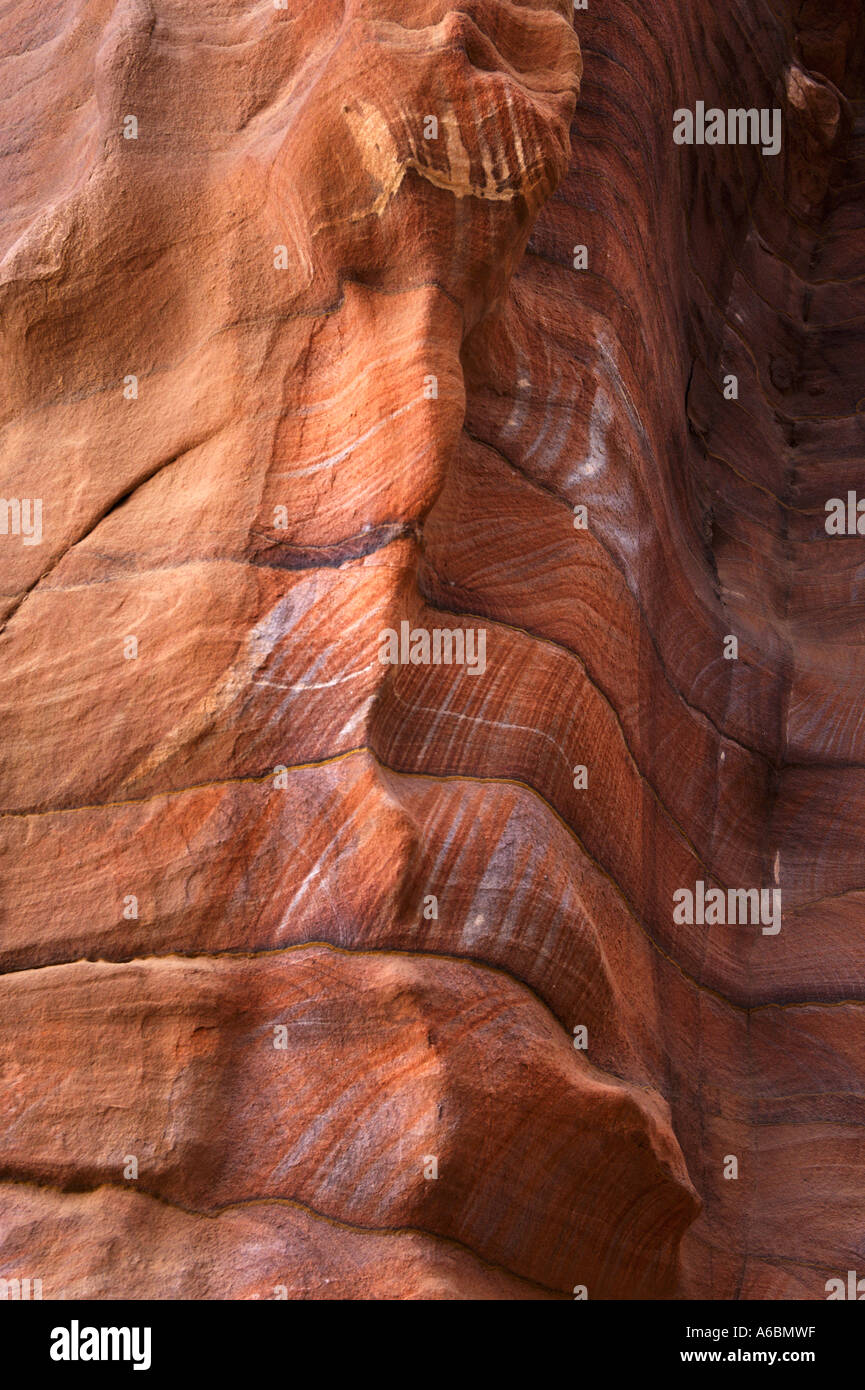 Extraordinary colours and patterns in sandstone rock Petra Jordan Stock ...