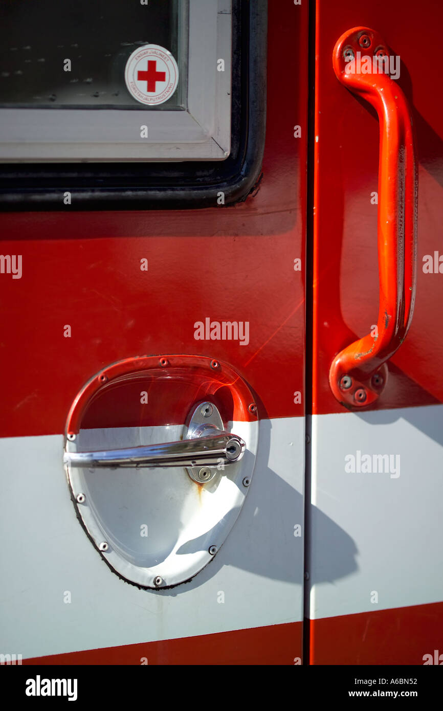old fire truck door Stock Photo - Alamy