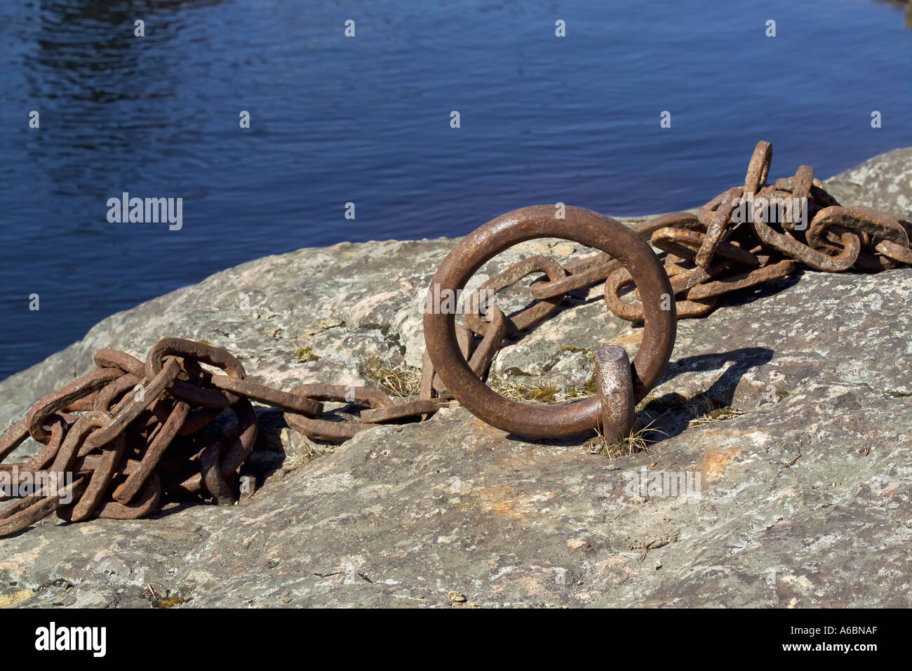 rusty metal mooring ring Stock Photo - Alamy