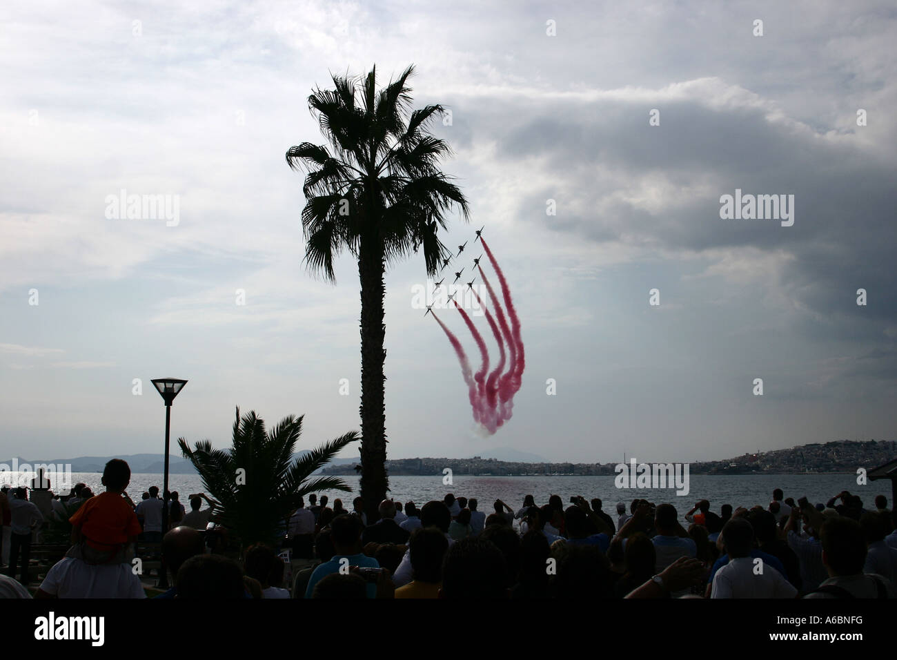 Red Arrows acrobatic show in Athens Greece Stock Photo - Alamy
