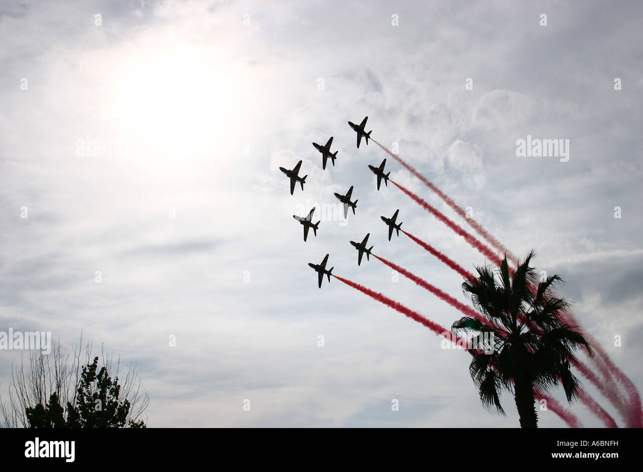 Red Arrows acrobatic show in Athens Greece Stock Photo - Alamy