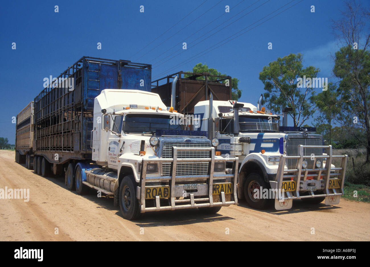 Road trains in the outback Queensland Australia Stock Photo - Alamy
