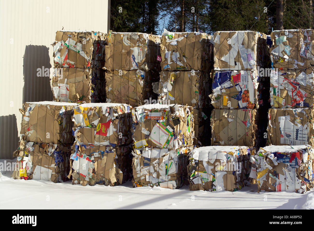 Piles of cardboard boxes for recycling Stock Photo - Alamy