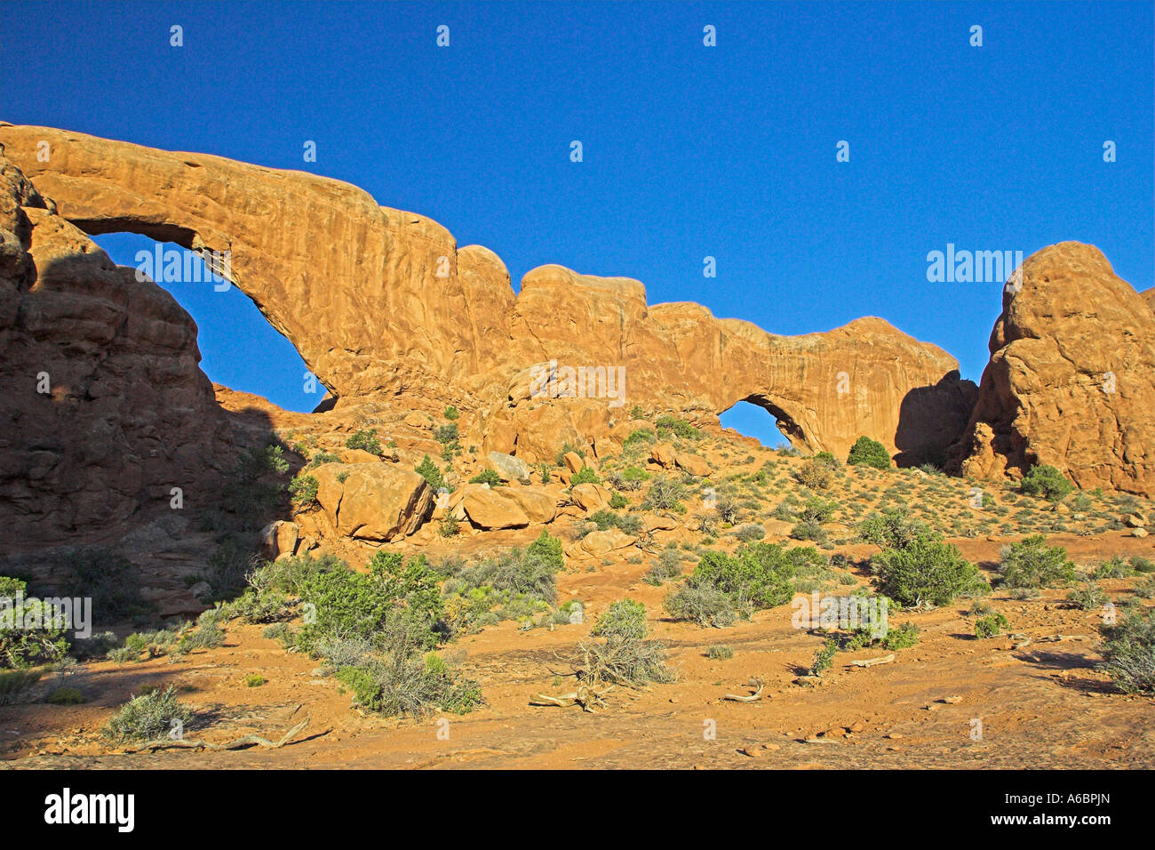 North and South Windows Arches National Park Utah USA Stock Photo - Alamy
