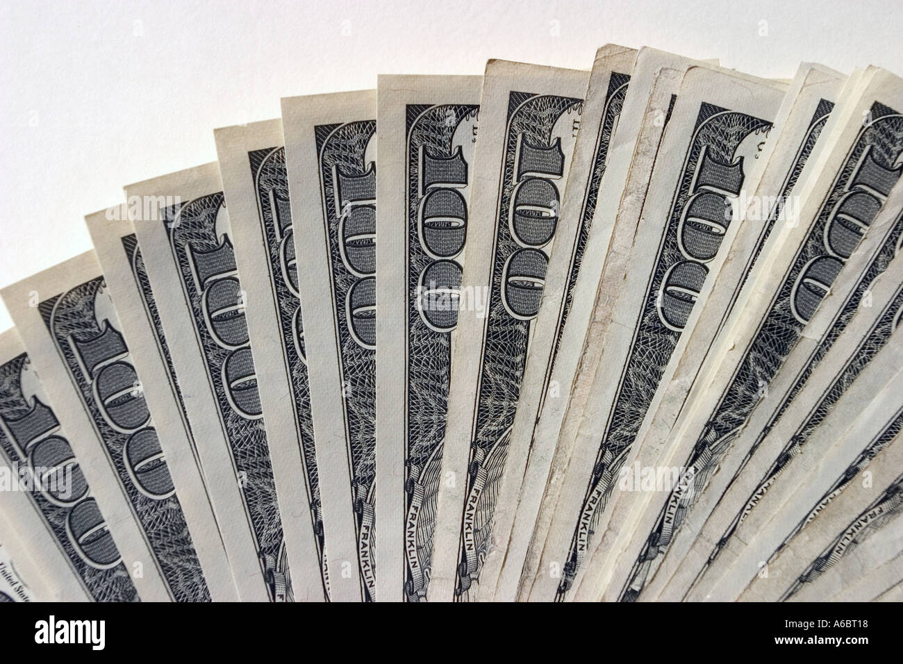 aligned 5000 dollars in cash in One hundred american currency Dollars ...