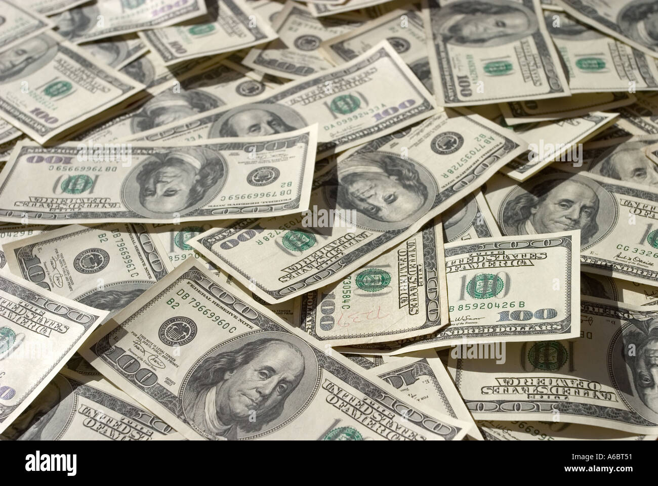 aligned 5000 dollars in cash in One hundred american currency Stock ...