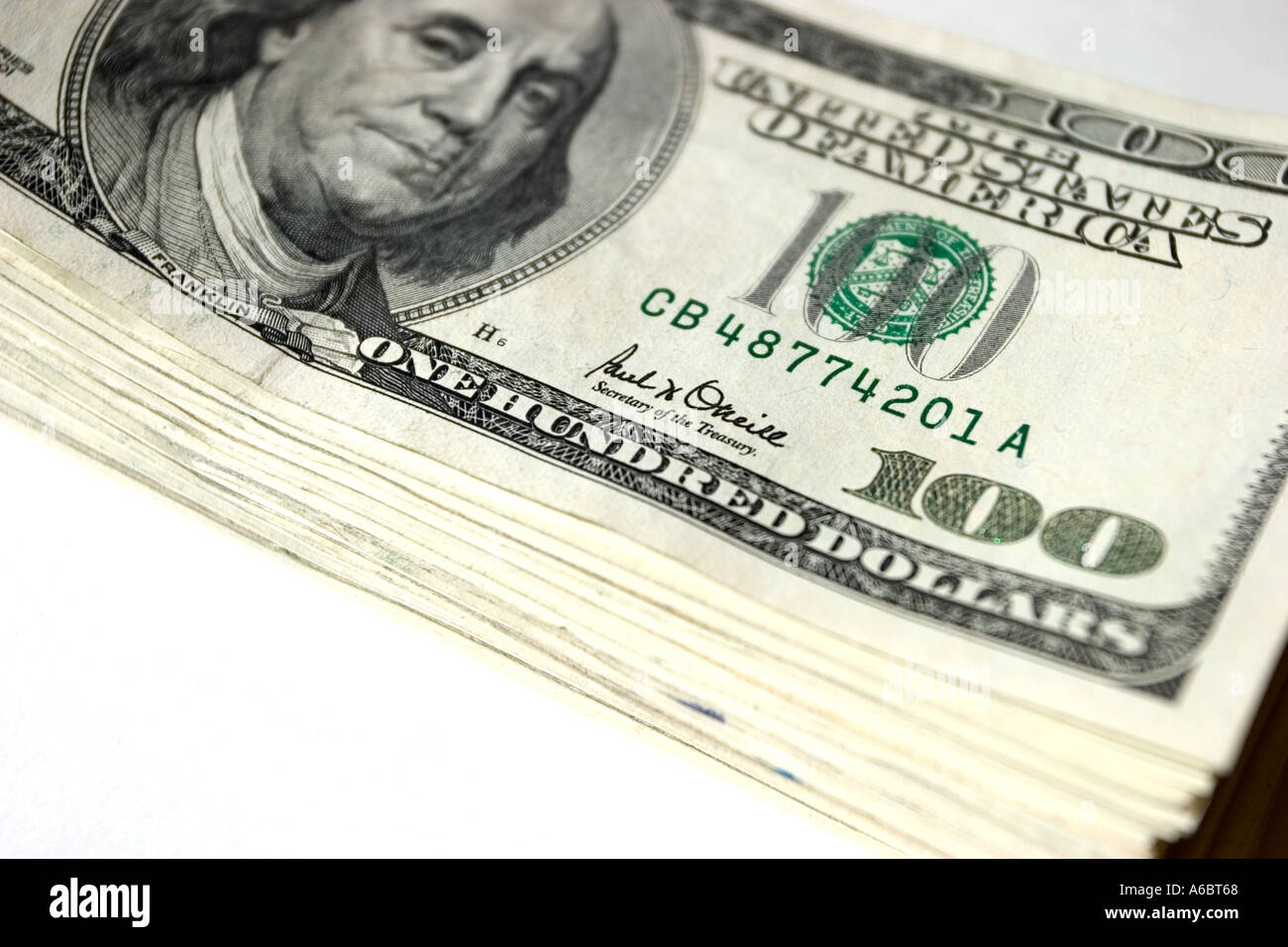 aligned 5000 dollars in cash in One hundred american currency Stock ...