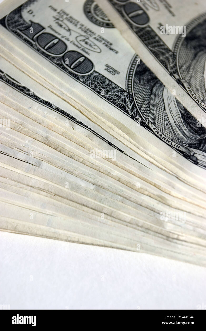aligned 5000 dollars in cash in One hundred american currency Stock ...
