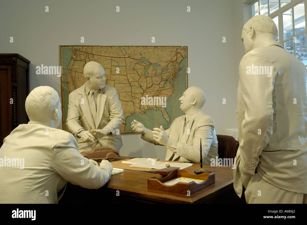 Diorama depicting Walter P Chrysler and engineers Fred Zeder, Carl ...