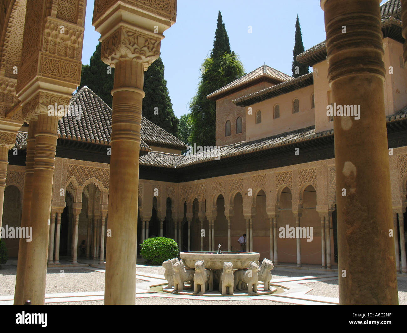 Columns of Lion Court Yard Alhambra Granada Andalucia Spain Stock Photo ...