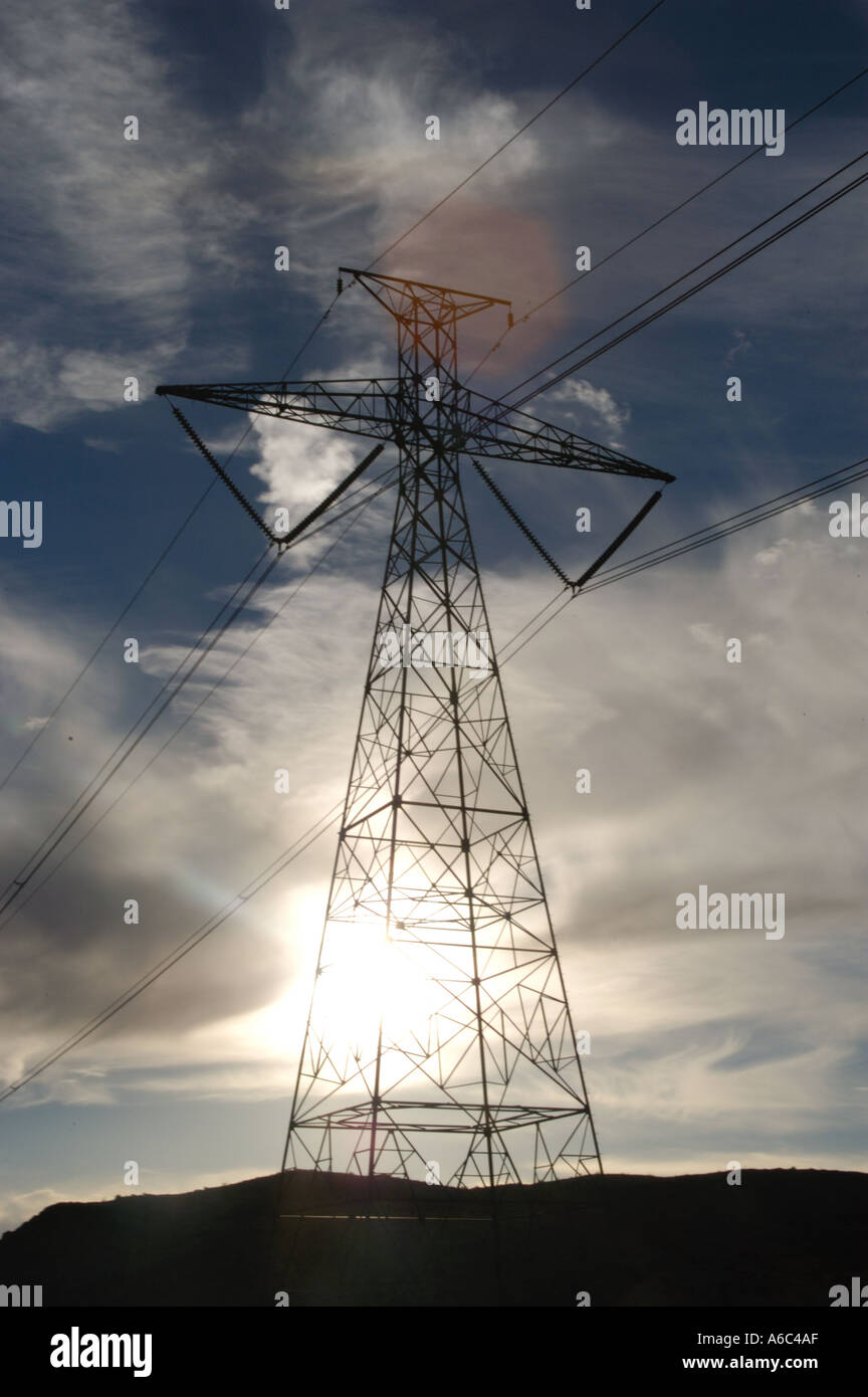 Power cables on pylons America Stock Photo - Alamy