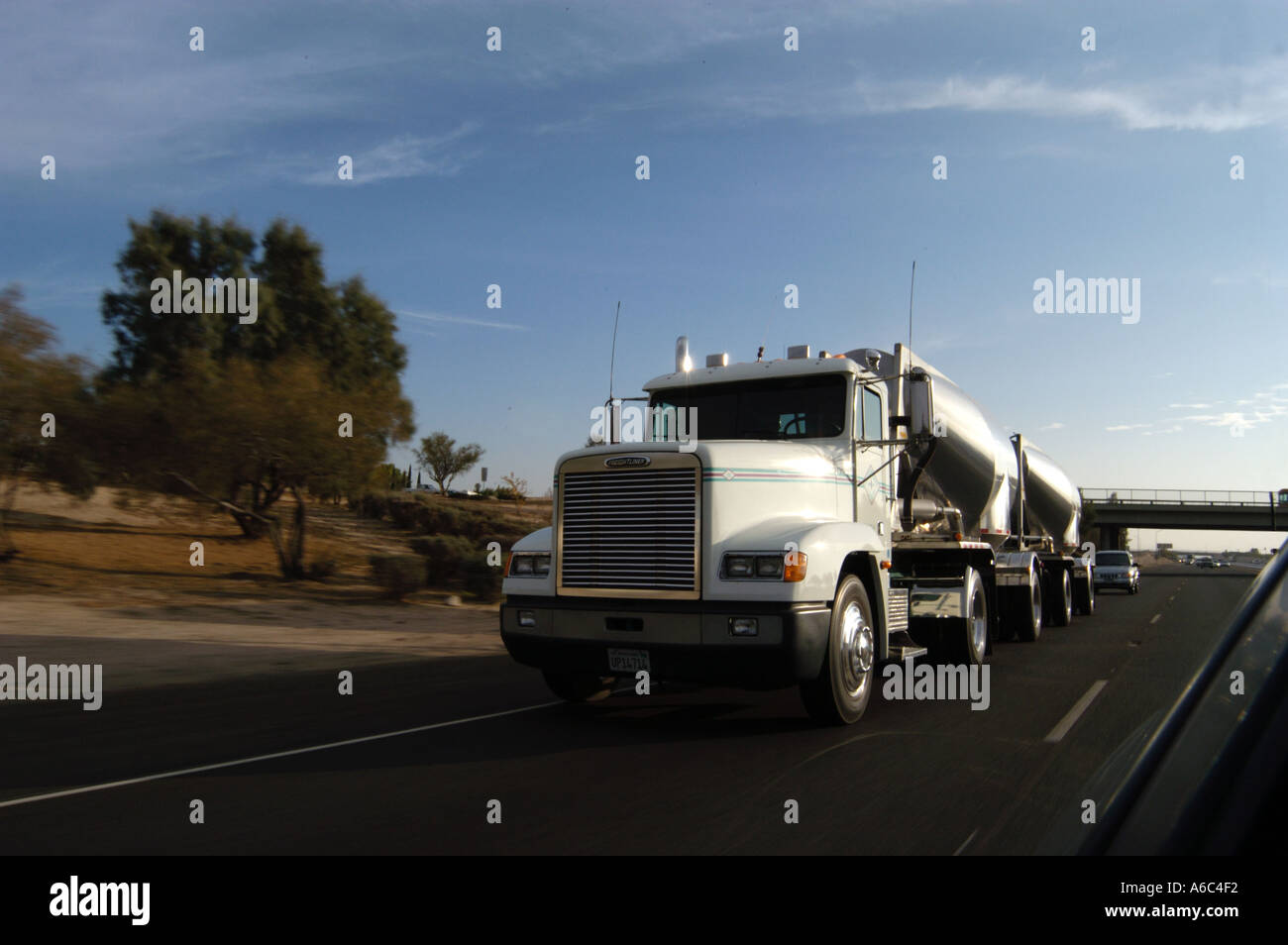 American Truck on Highway Stock Photo - Alamy