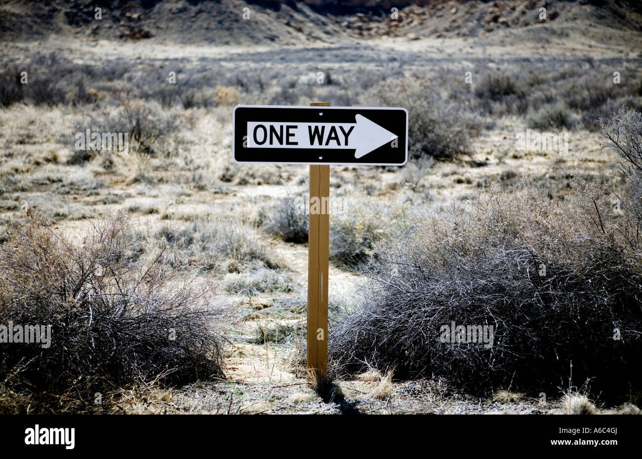 One way traffic sign in northern New Mexico Stock Photo - Alamy