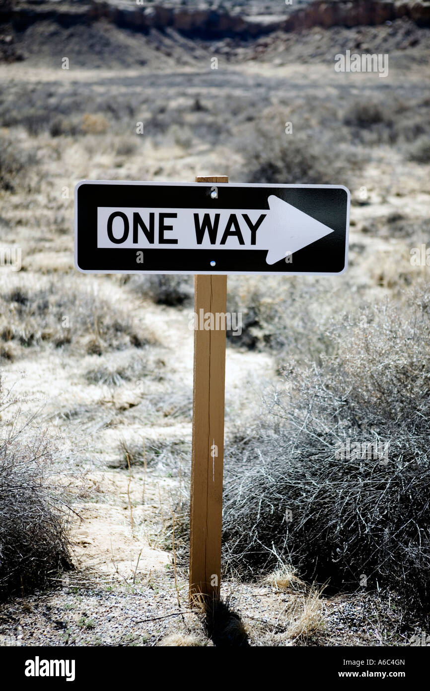 One way traffic sign in northern New Mexico Stock Photo - Alamy