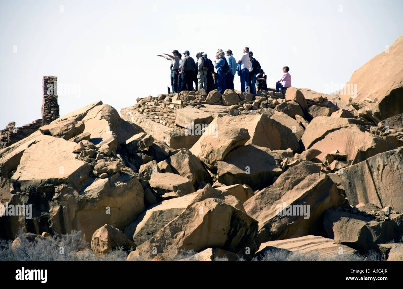Visitors at Chaco Culture National Historical Park canyon Stock Photo ...