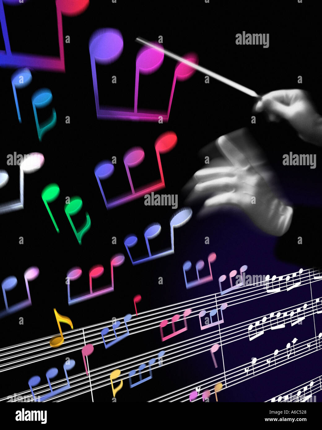 Conductor with baton and music Stock Photo - Alamy