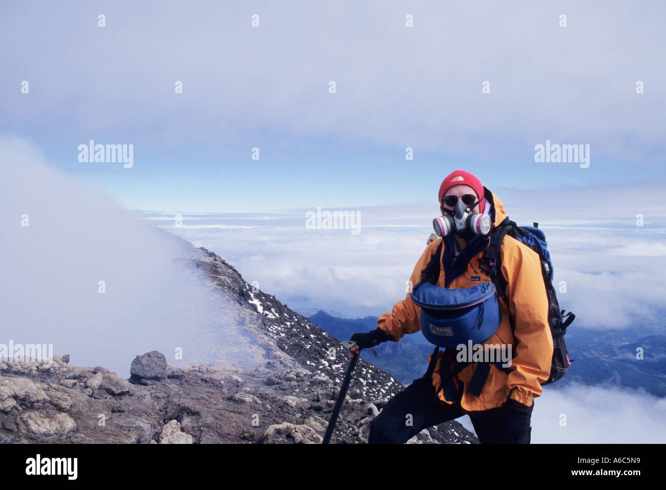 Fissure showing gas escaping on the summit of Volcano Villarrica Chili ...