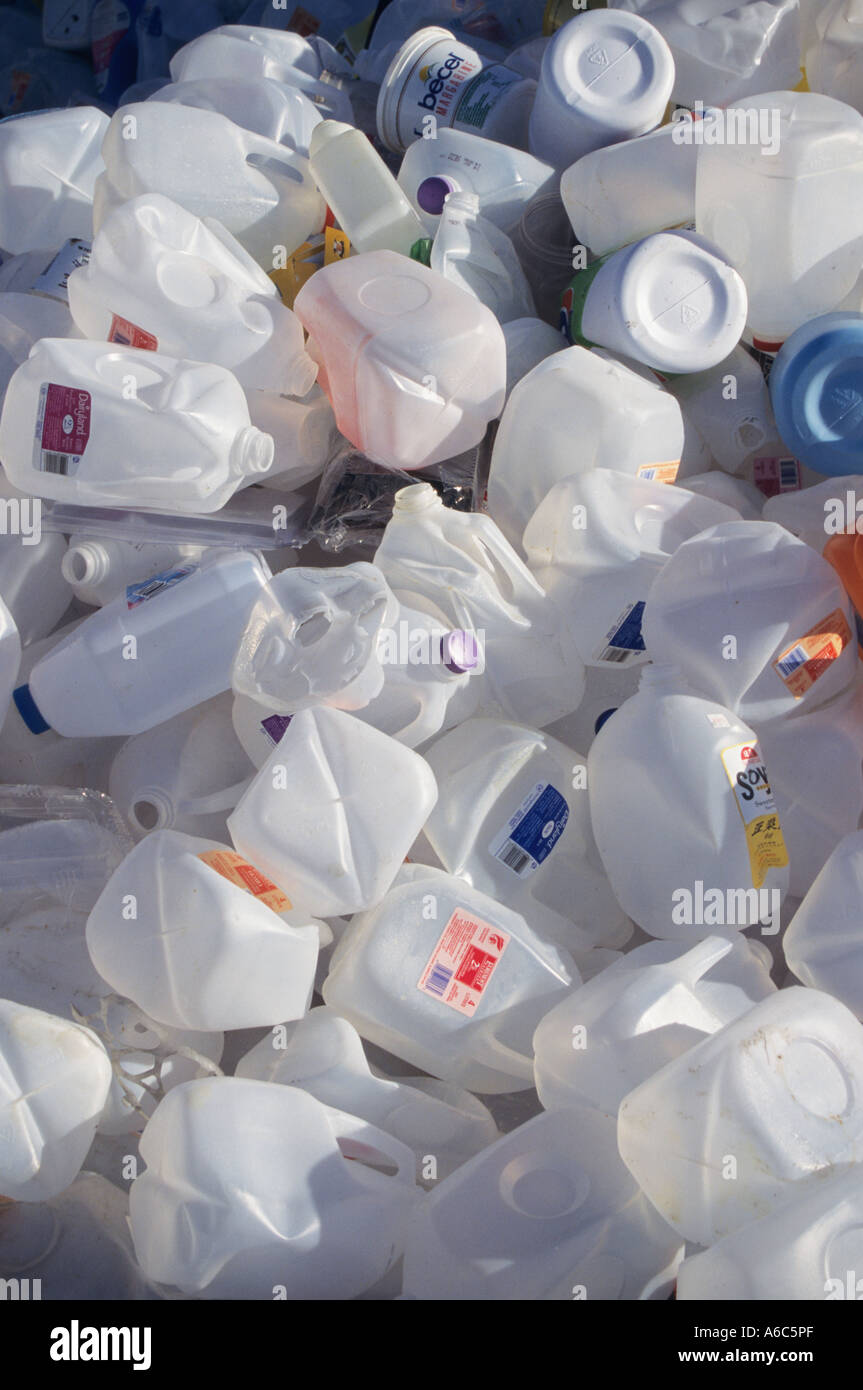 Recycling plastic containers Stock Photo - Alamy