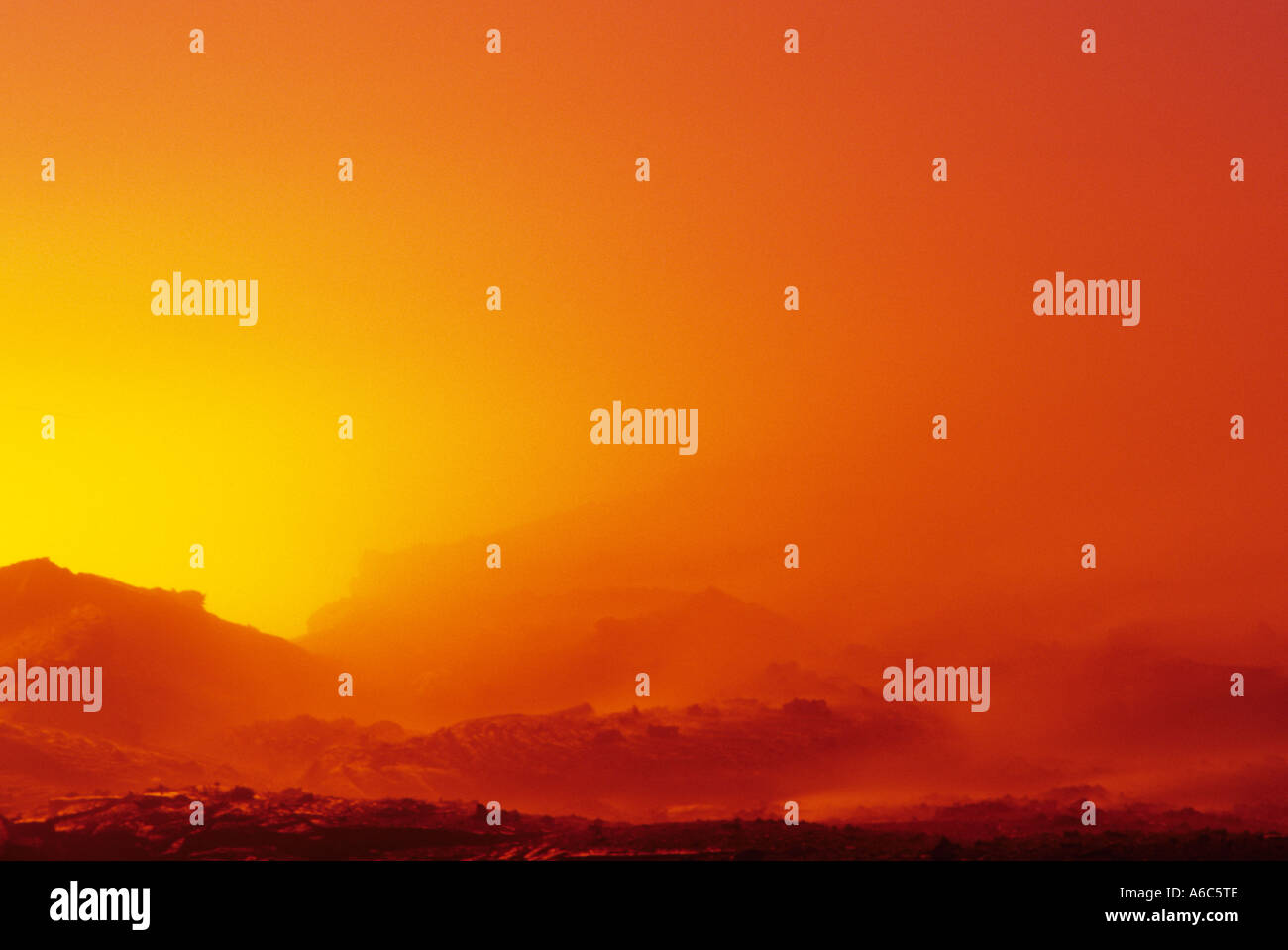 Volcano lava glow and steam Big Island Hawaii USA Stock Photo - Alamy