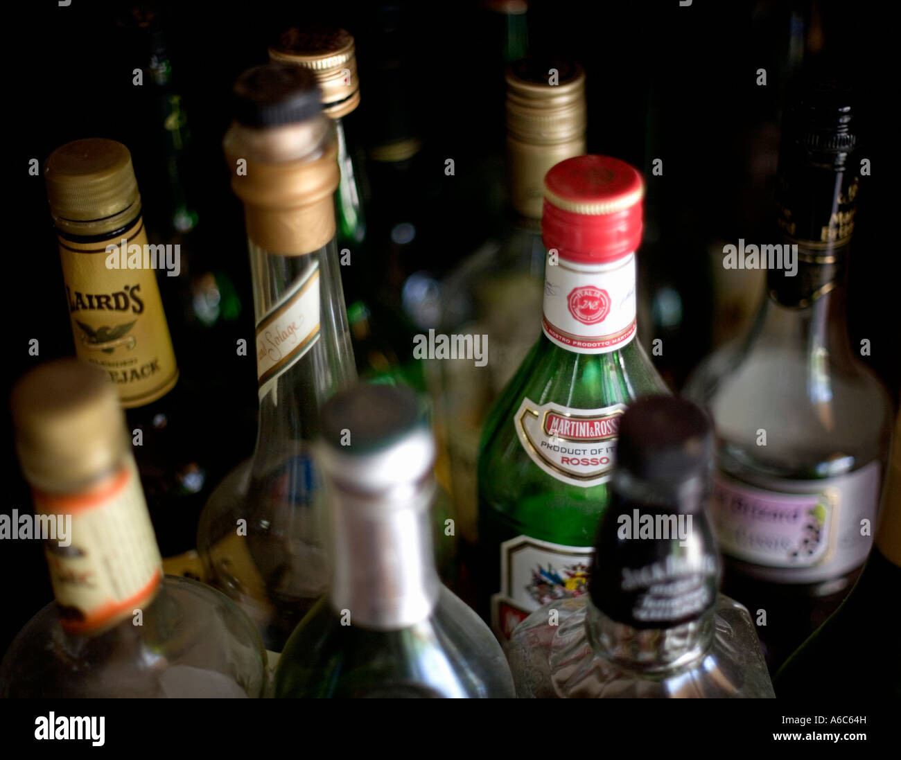 Bottles of alcoholic beverages Stock Photo - Alamy