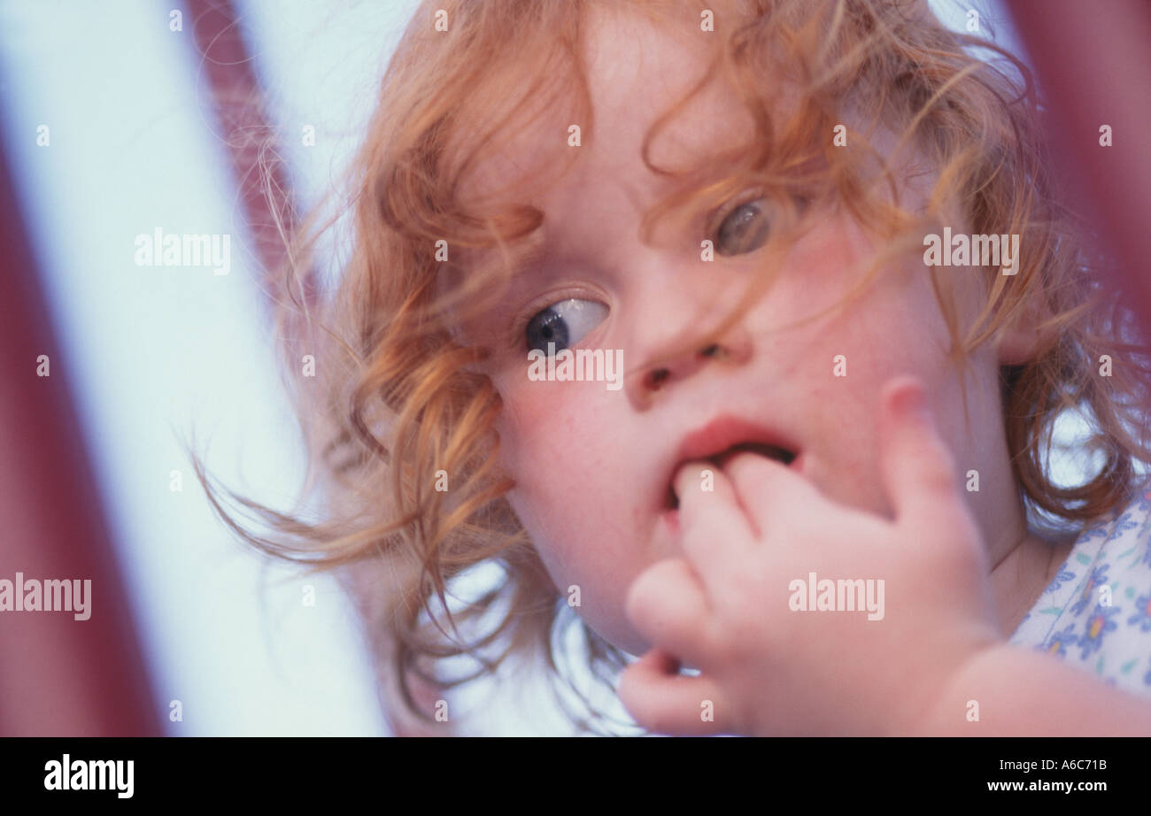 child girl portrait thinking toddler Stock Photo - Alamy