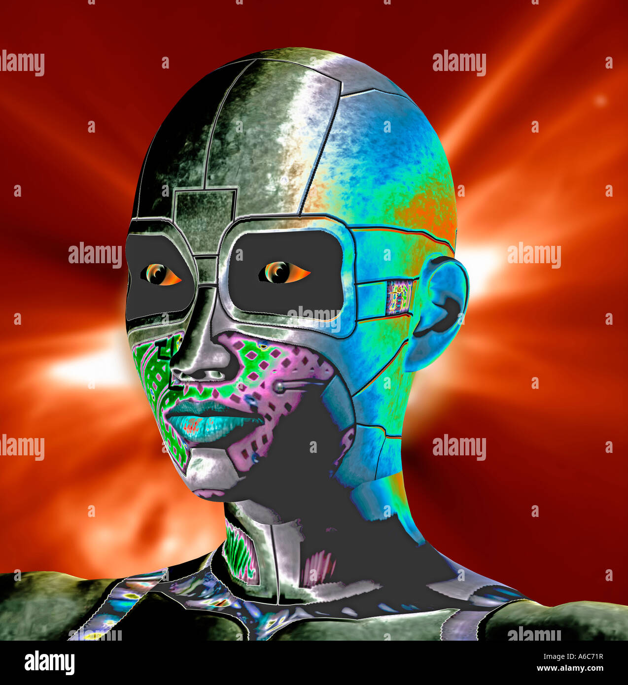 computer generated female robot head Stock Photo - Alamy
