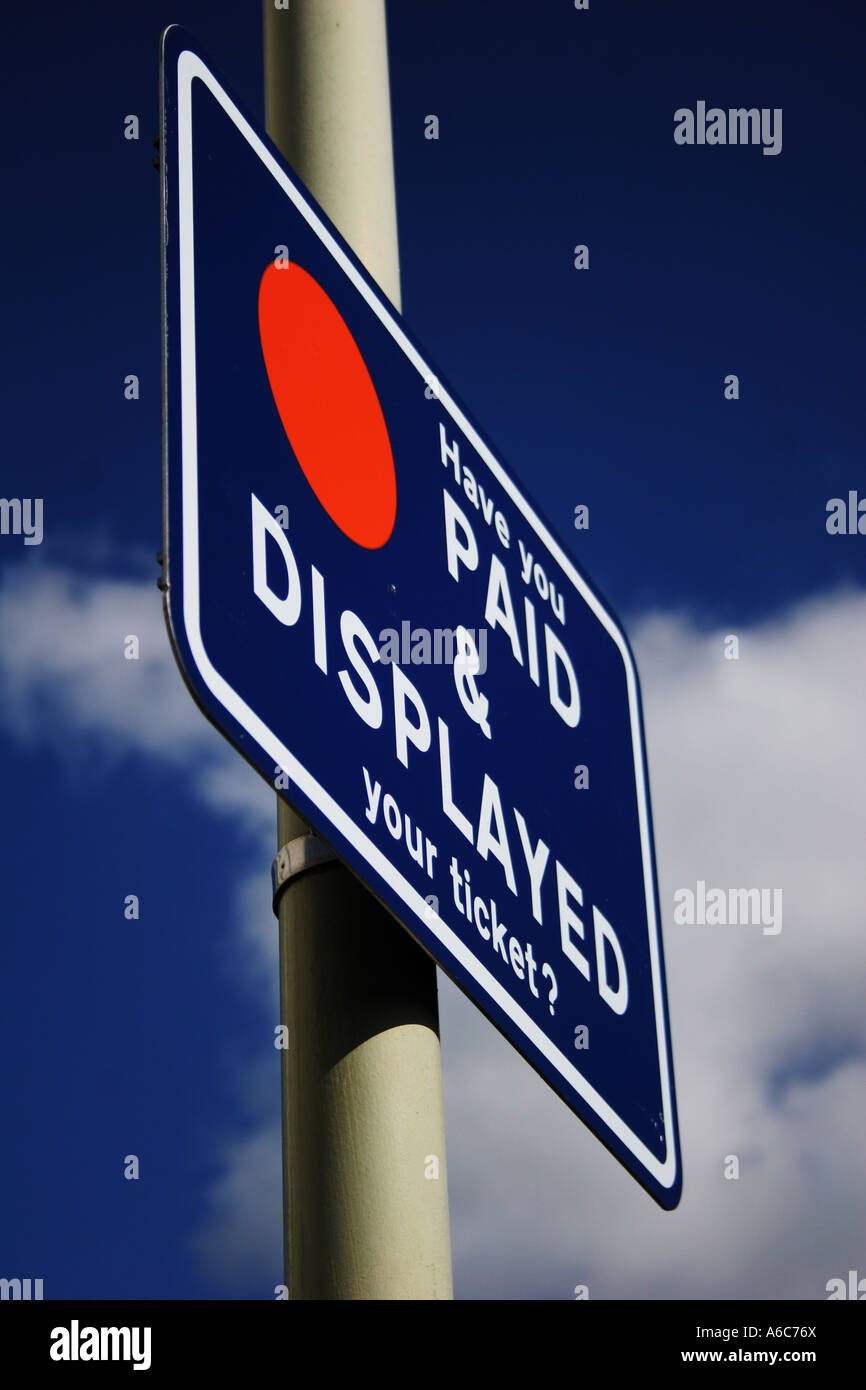Pay and display car park sign. England, UK. Portrait. Full colour Stock ...