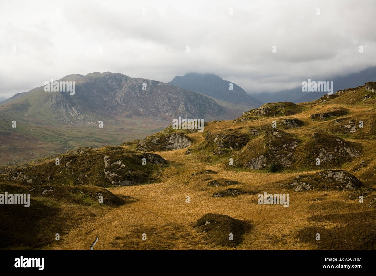 The Glyders and the Ogwen valley viewed from the Carneddau side of the ...