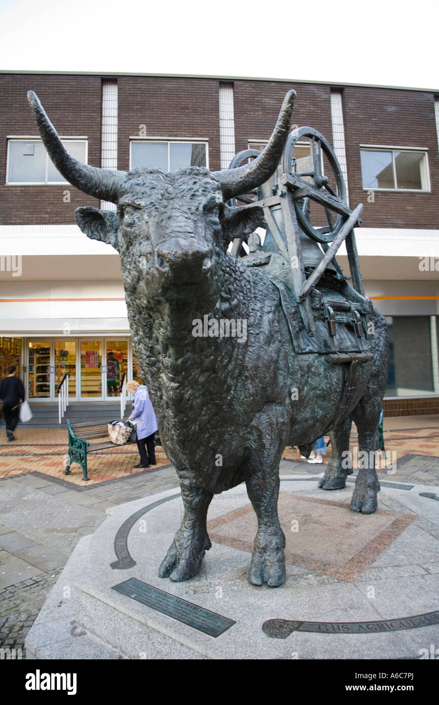 The Bell Carrier or The Vision of St Gwynllyw sculpture Stock Photo - Alamy