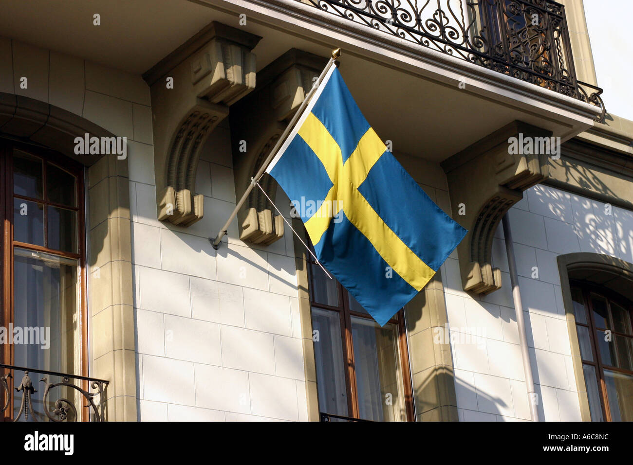Swedish Flag in Lausanne, Switzerland Stock Photo - Alamy