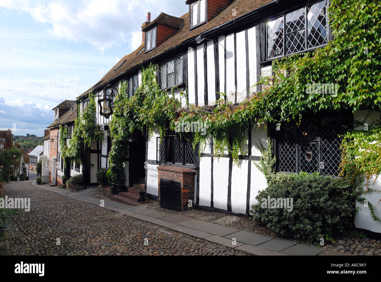 Historic wooden framed building on the streets of Rye East Sussex Stock ...
