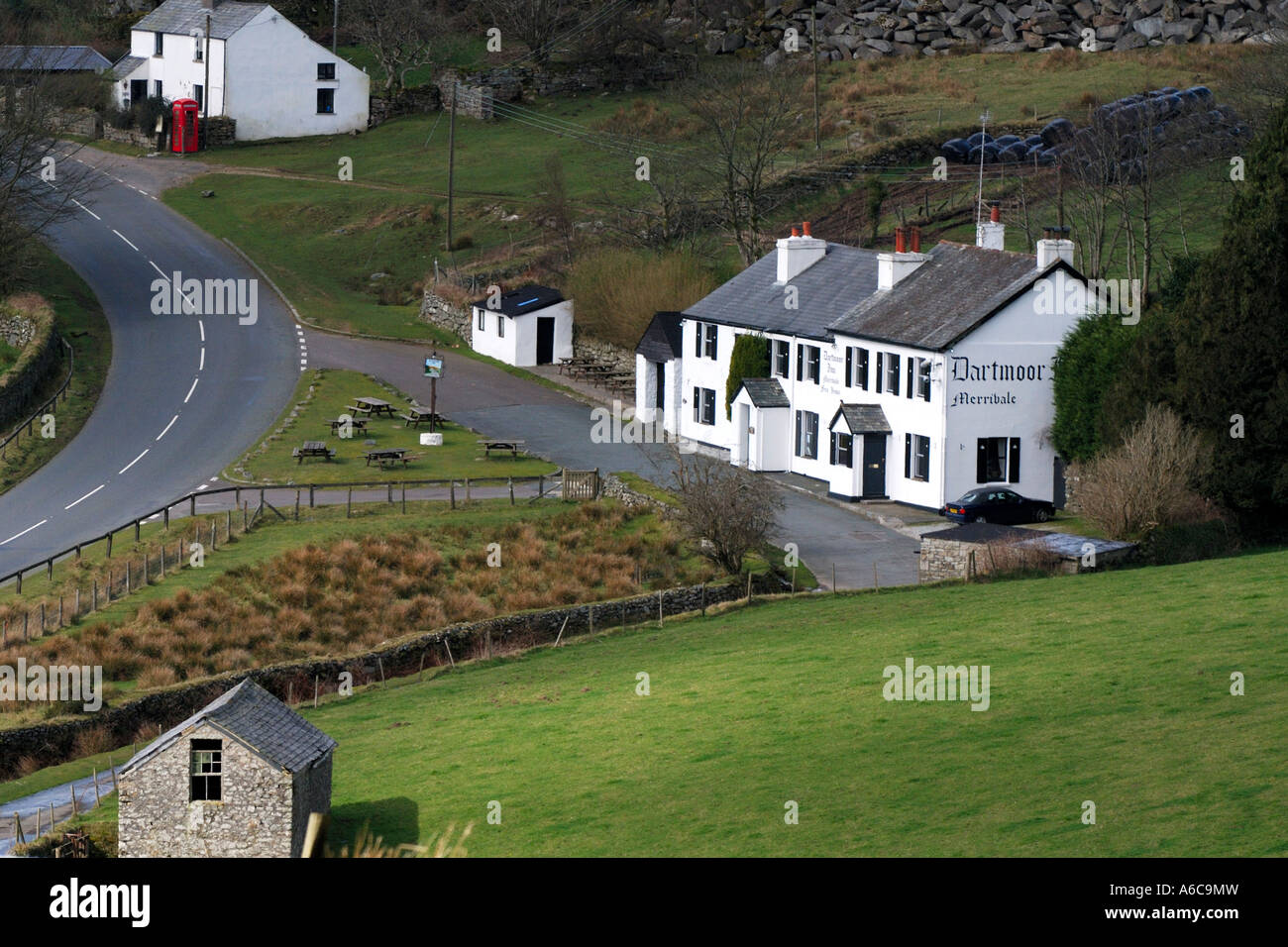 Dartmoor Inn at Merrivale within Dartmoor national park with the B3357 ...