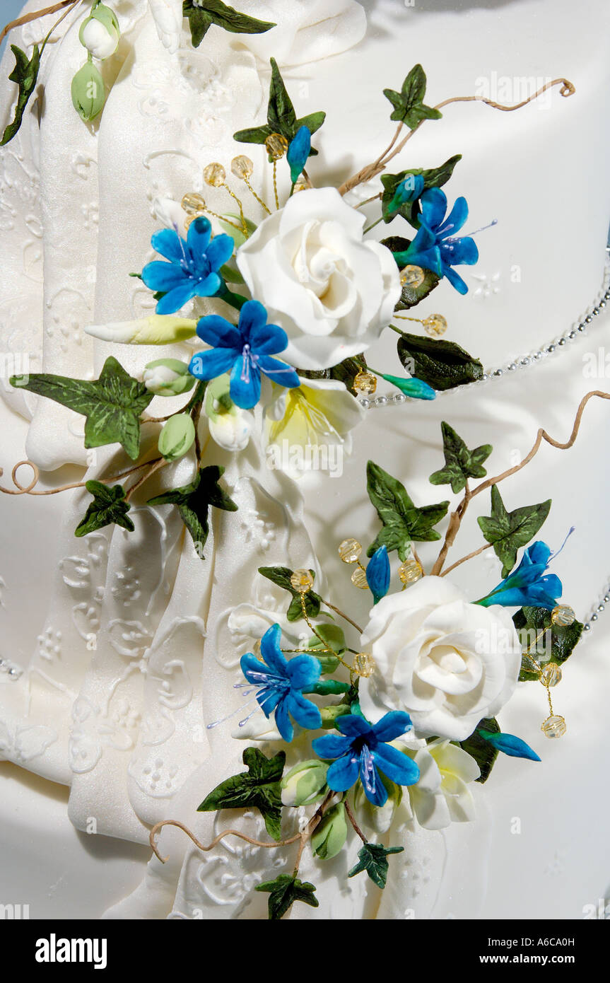 Close up detail of a beautifully crafted hand decorated three tier ...
