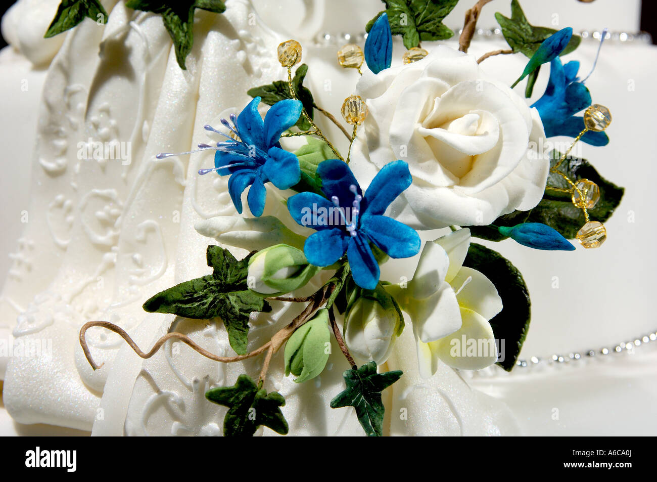 Close up detail of a beautifully crafted hand decorated three tier ...