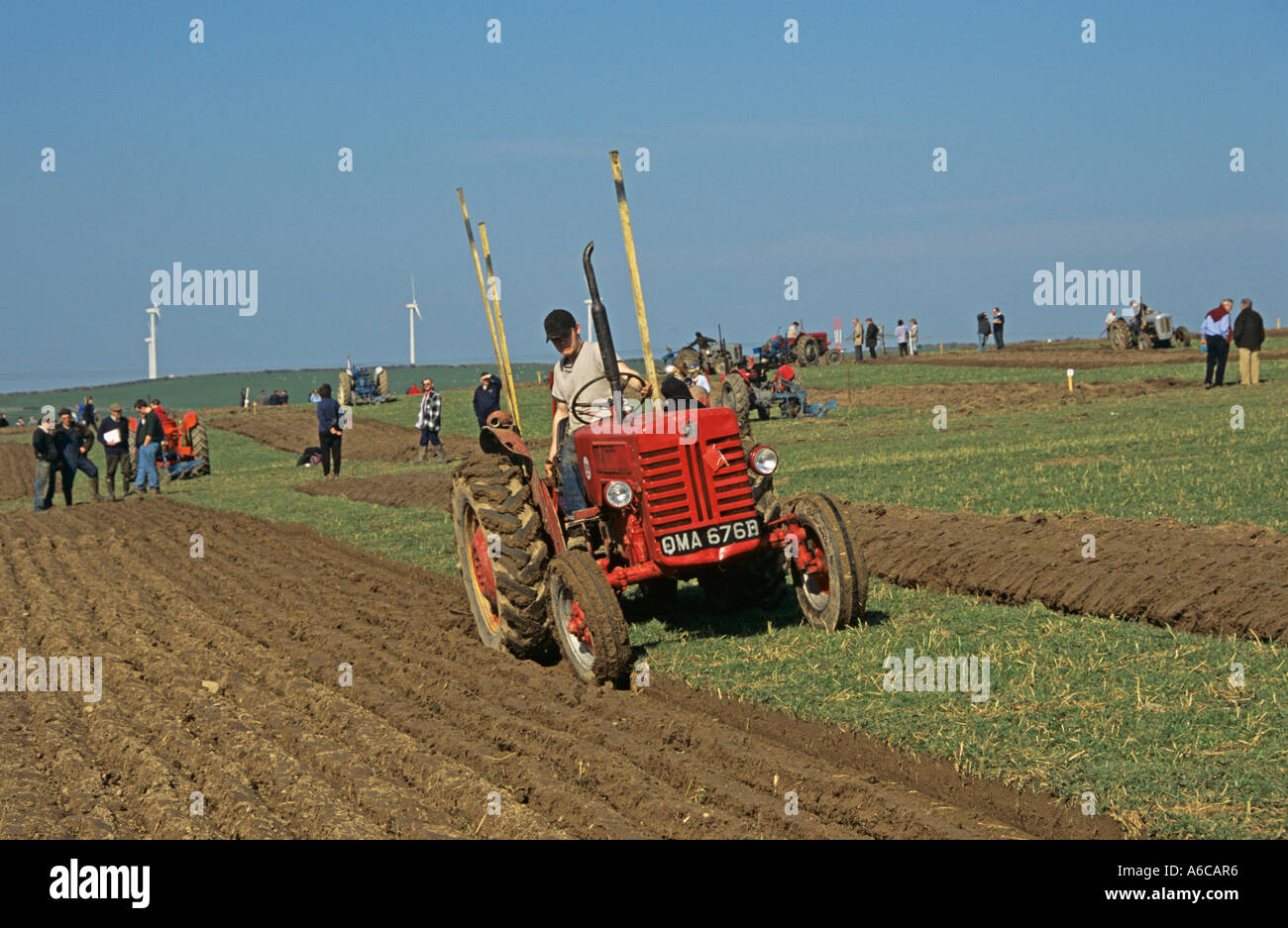 RHOSGOCH CEMAES ANGLESEY NORTH WALES UK March Vintage red tractor ...