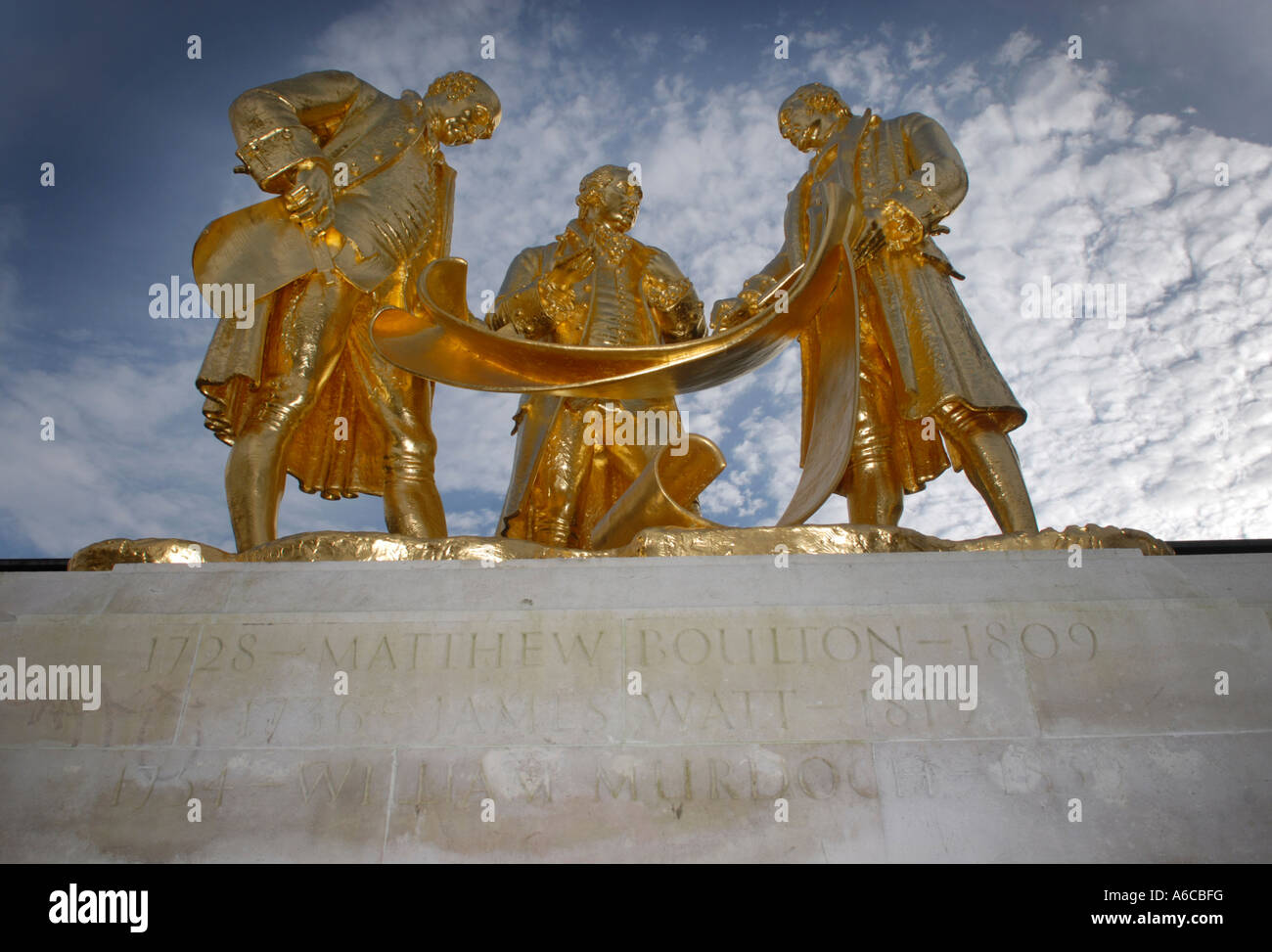 Gilt statue of Matthew Boulton James Watt and William Murdoch by ...